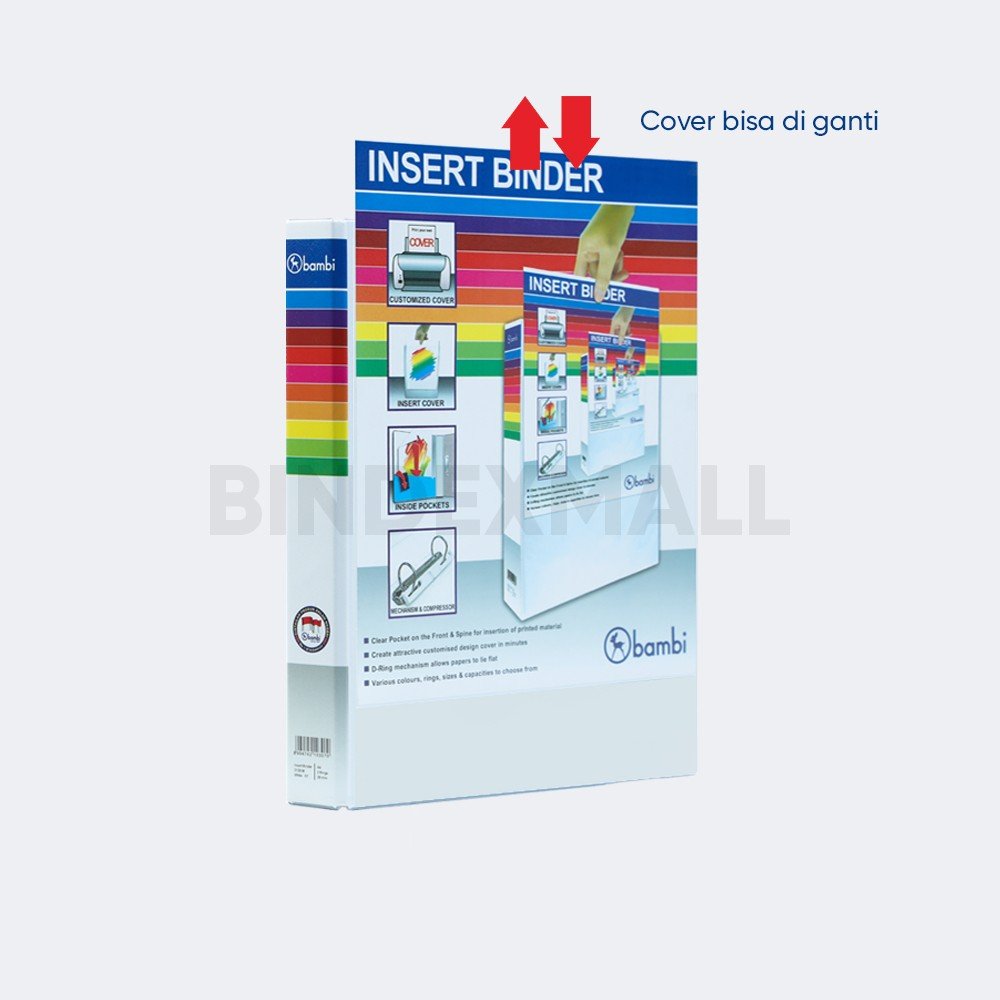 Bambi PVC Insert Ring Binder A4 2 Ring Type D All Color Small Size 20 mm